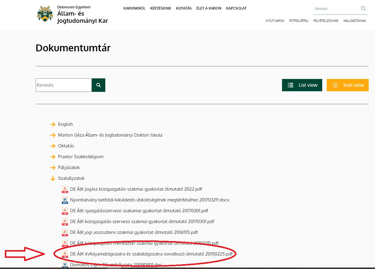 Szakdolgozat - ÁJK: Kari útmutató